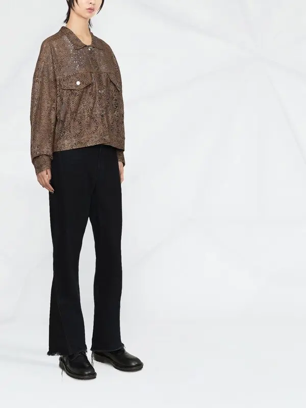 GIORGIO BRATO Cut Out-detail Leather Jacket