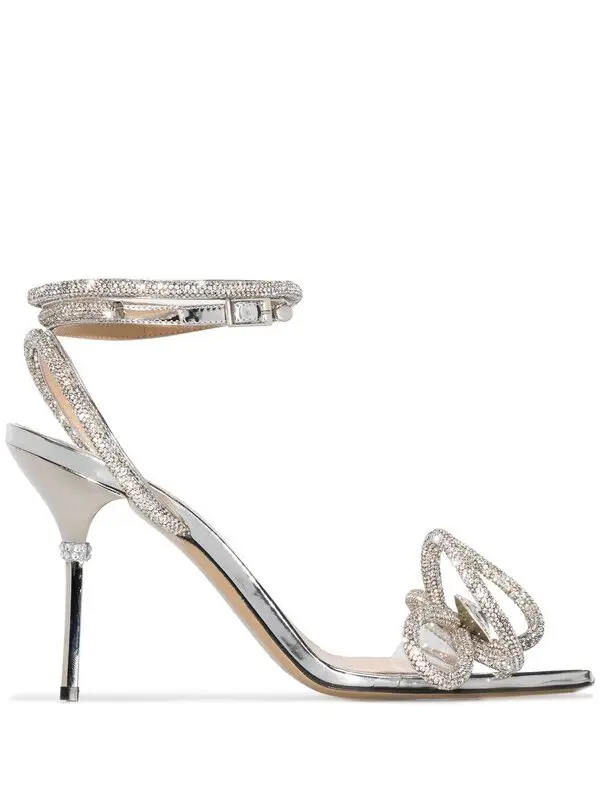 Mach & Mach 95mm Crystal-embellished Double-bow Sandals