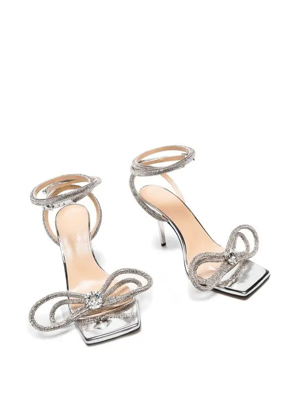 Mach & Mach 95mm Crystal-embellished Double-bow Sandals
