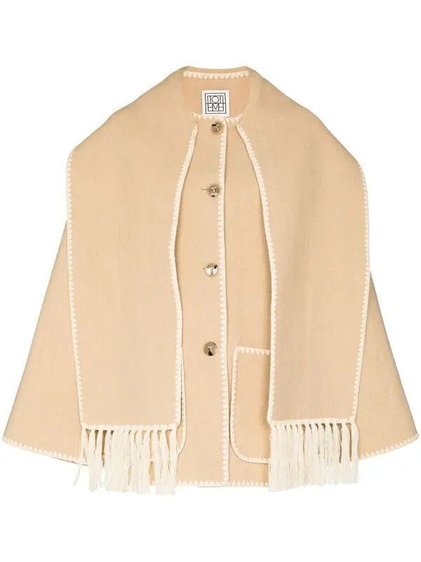 TOTEME Embroidered Scarf Button-front Jacket - Neutrals