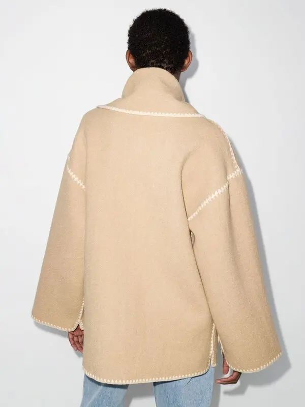 TOTEME Embroidered Scarf Button-front Jacket - Neutrals