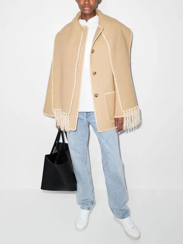 TOTEME Embroidered Scarf Button-front Jacket - Neutrals