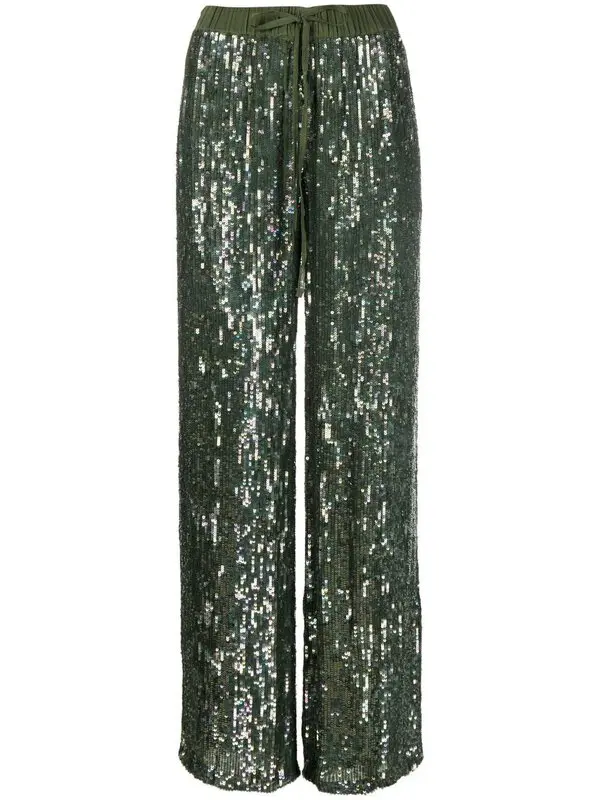 P.a.r.o.s.h Sequin Wide-leg Trousers - Green