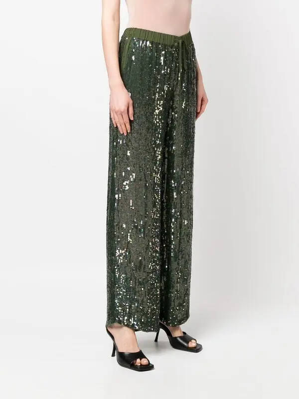 P.a.r.o.s.h Sequin Wide-leg Trousers - Green