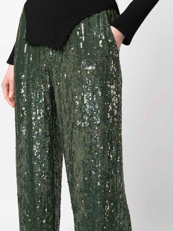 P.a.r.o.s.h Sequin Wide-leg Trousers - Green