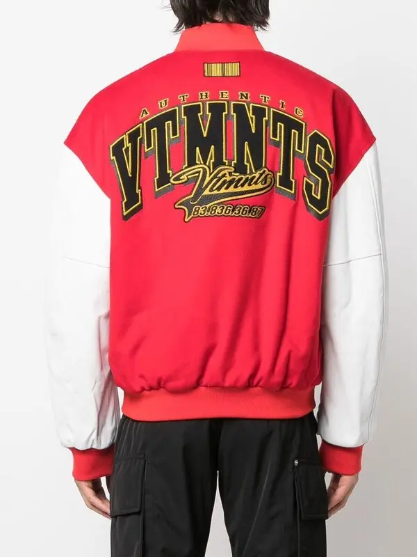 VTMNTS Embroidered Logo Bomber Jacket - Red