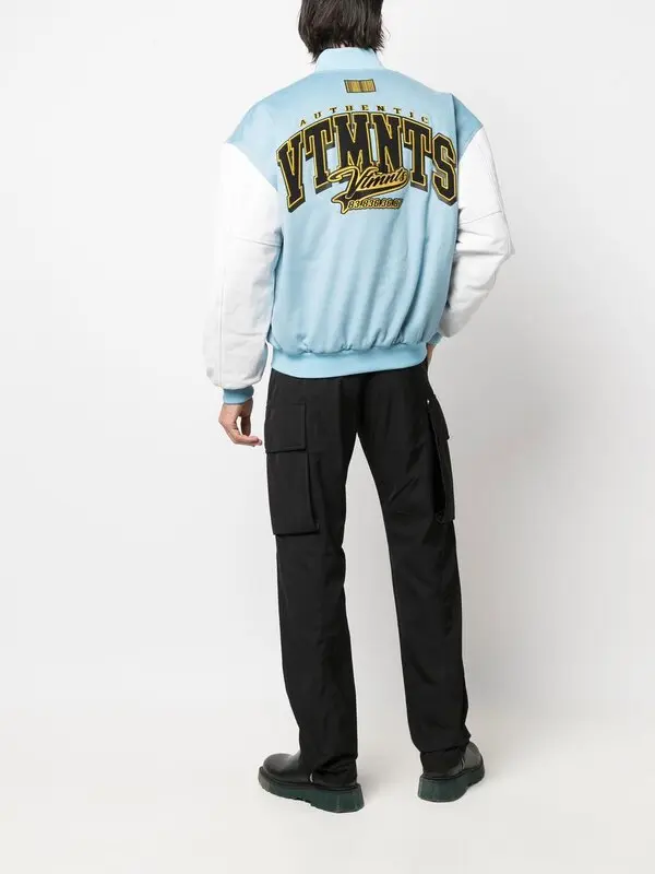 VTMNTS Embroidered Logo Bomber Jacket - Blue