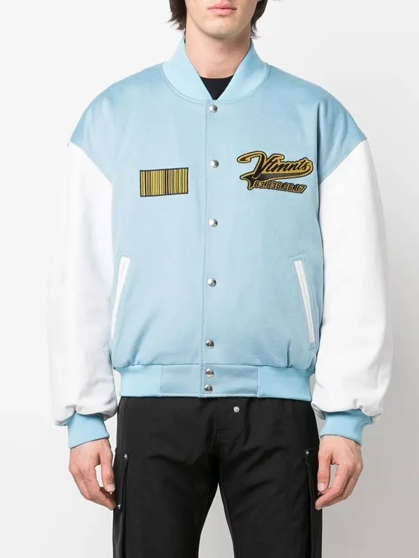 VTMNTS Embroidered Logo Bomber Jacket - Blue