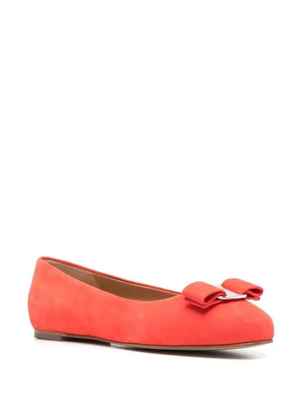 FERRAGAMO Logo-plaque Ballerina Shoes - Red