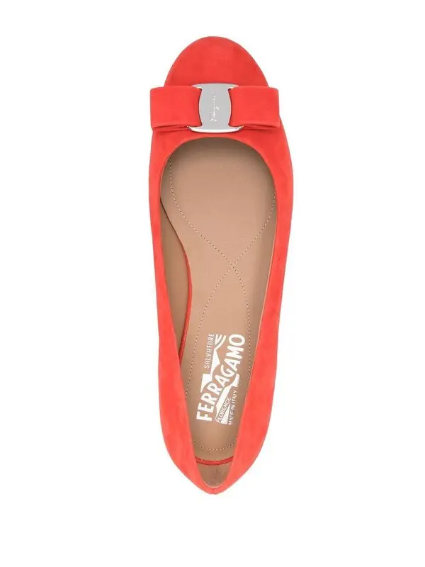 FERRAGAMO Logo-plaque Ballerina Shoes - Red