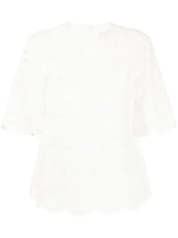 Goen.j Broderie-anglaise Floral Knitted Top - White