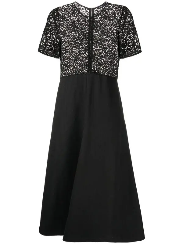 Goen.j Macramé-panel Midi Dress - Black