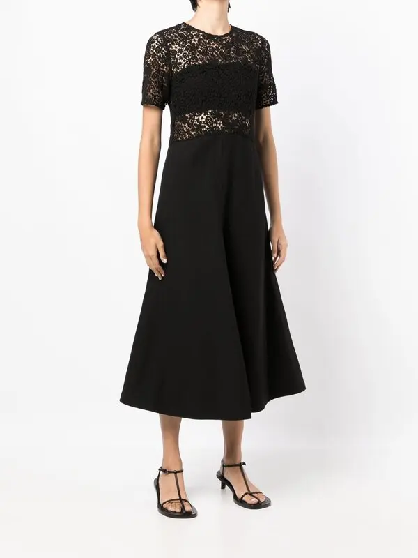 Goen.j Macramé-panel Midi Dress - Black