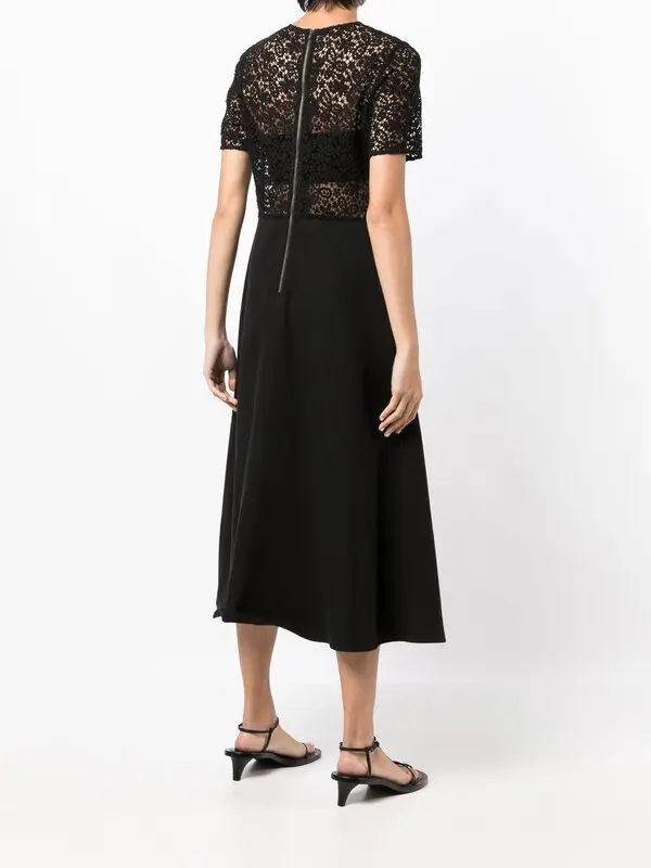 Goen.j Macramé-panel Midi Dress - Black