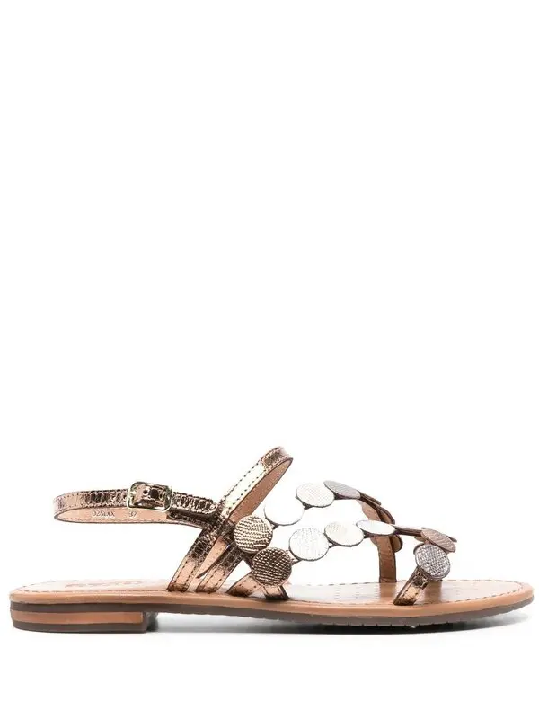 Geox Sozy 15mm Embossed Leather Sandals - Gold