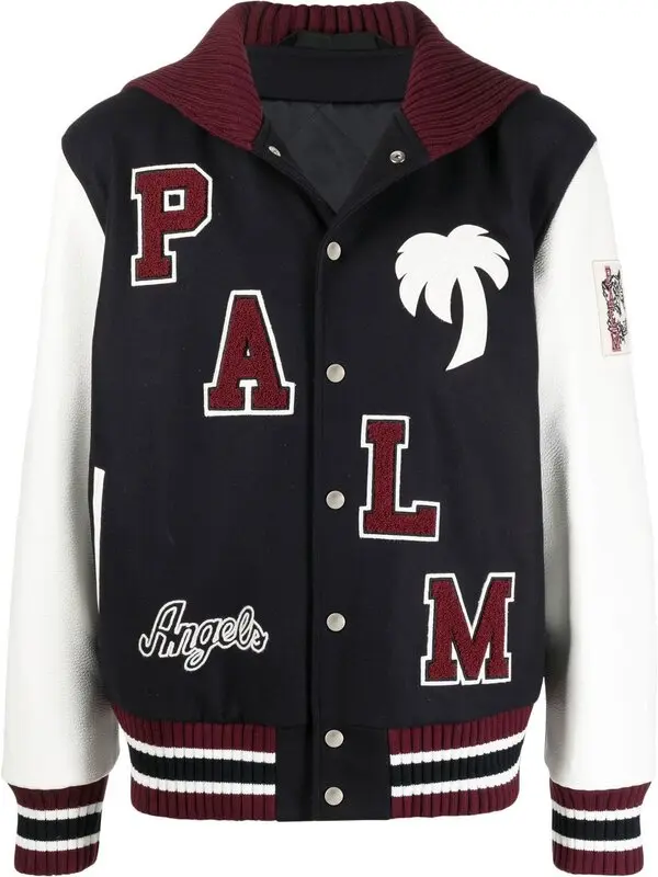 Palm Angels Logo-patch Varsity Jacket - Blue