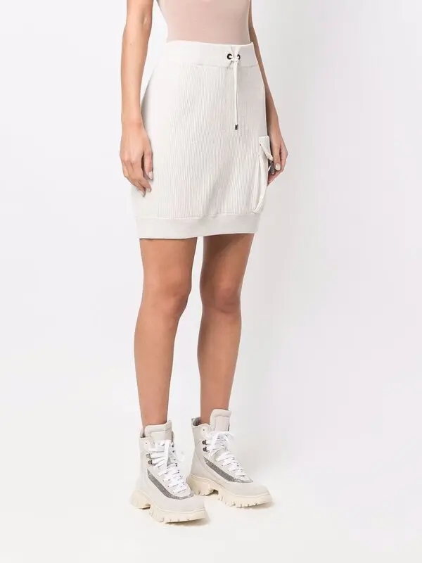 Brunello Cucinelli Ribbed-knit Drawstring Skirt