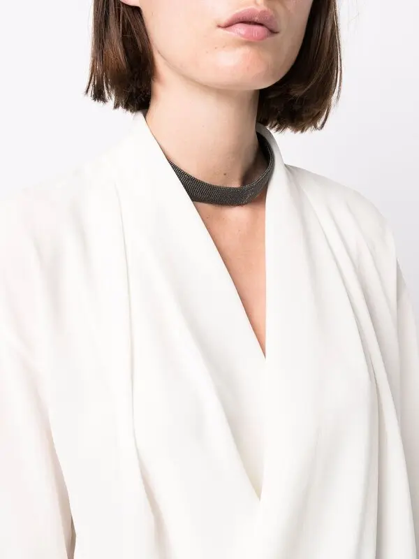 Brunello Cucinelli Wrap Long-sleeve Blouse