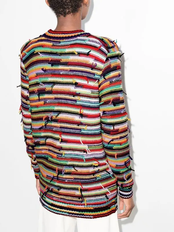 Chloé Striped Distressed Cardigan
