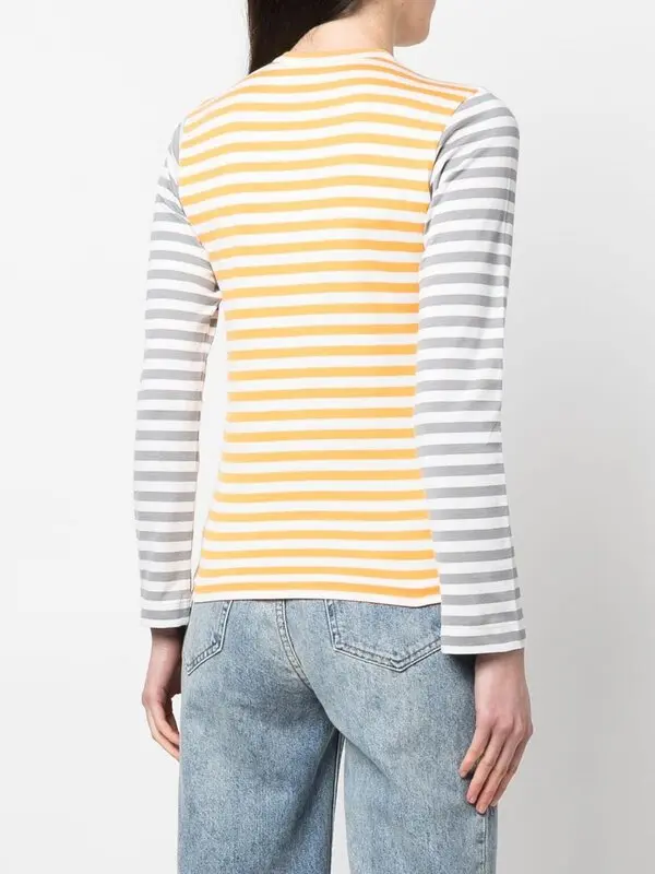 Play Comme Des Garcon Logo-patch Striped T-shirt