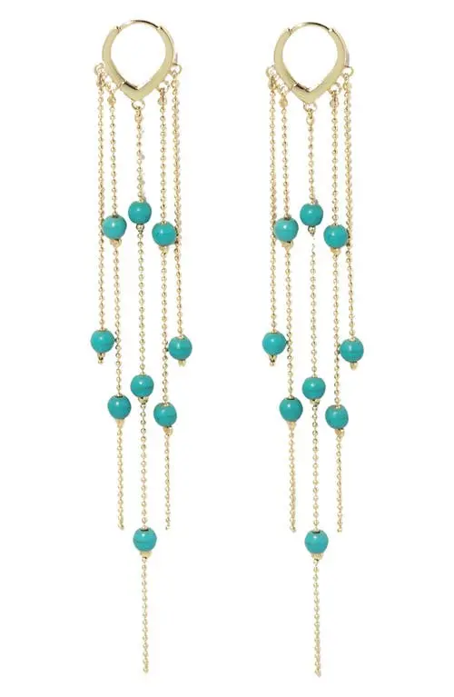 PETIT MOMENTS Copacabana Imitation Pearl Drop Earrings - Gold/turquoise