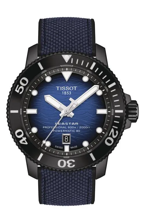 TISSOT Seastar 2000 Professional Powermatic 80 Rubber Strap Watch - Blue