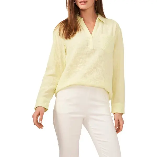 Chaus V-neck Collared Blouse - Citrus Yellow