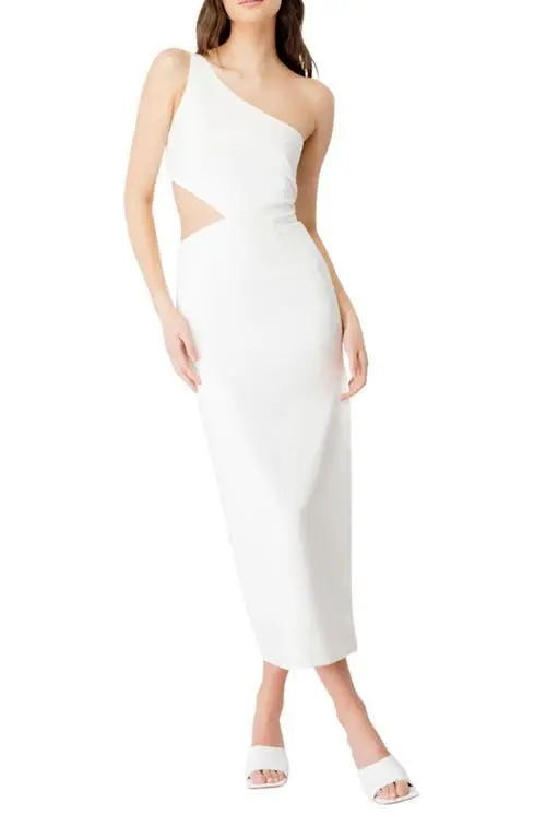 Bardot Jenna One-Shoulder Cutout Midi Cocktail Dress In Orchid Wht - 61%  Off | Editorialist