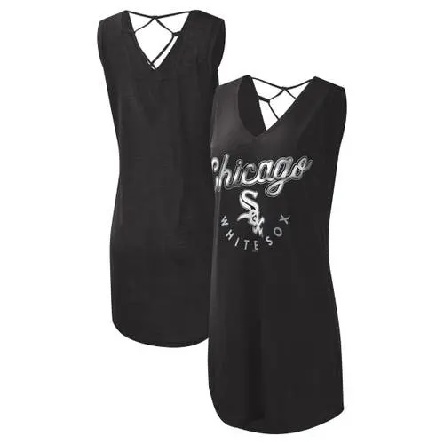 G-III 4HER BY CARL BANKS Chicago White Sox Game Time Slub Beach V-neck Cover-up Dress - Black