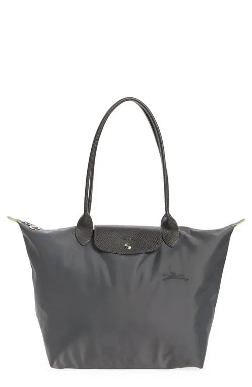Longchamp Le Pliage Green Recycled Canvas Large Shoulder Tote - Graphite