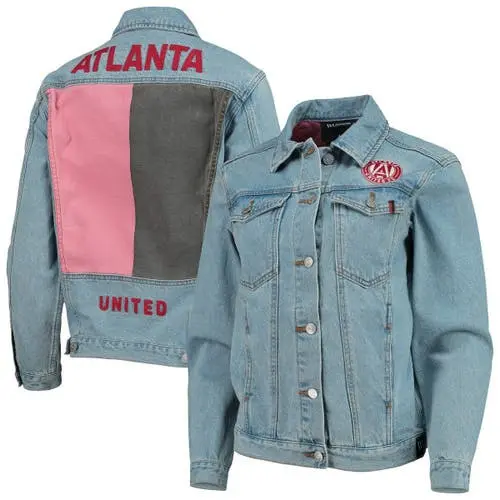 THE WILD COLLECTIVE Atlanta United Fc Print Denim Button-up Jacket - Blue