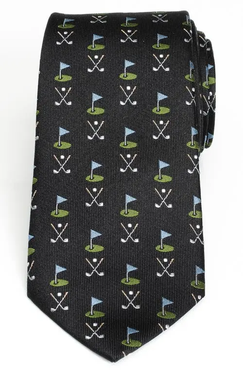 CUFFLINKS, INC. Golf Patterned Neck Tie - Black