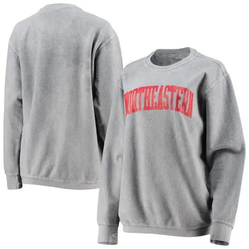 PRESSBOX Northeastern Huskies Comfy Cord Vintage Wash Basic Arch Pullover Sweatshirt