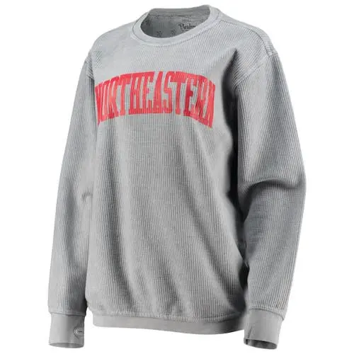 PRESSBOX Northeastern Huskies Comfy Cord Vintage Wash Basic Arch Pullover Sweatshirt