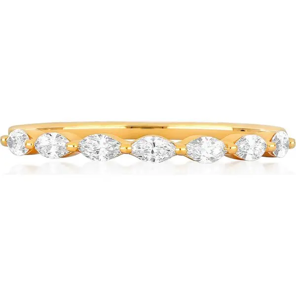Ef Collection 14k Gold Half Marquise Diamond Band - 14k Yellow Gold