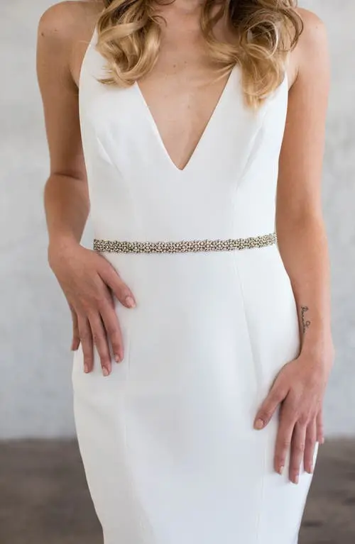 Brides & Hairpins Calista Swarovski Crystal Sash - Gold