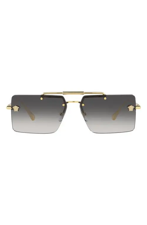 Versace 60mm Gradient Rectangle Sunglasses - Gold/gray
