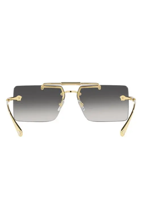 Versace 60mm Gradient Rectangle Sunglasses - Gold/gray