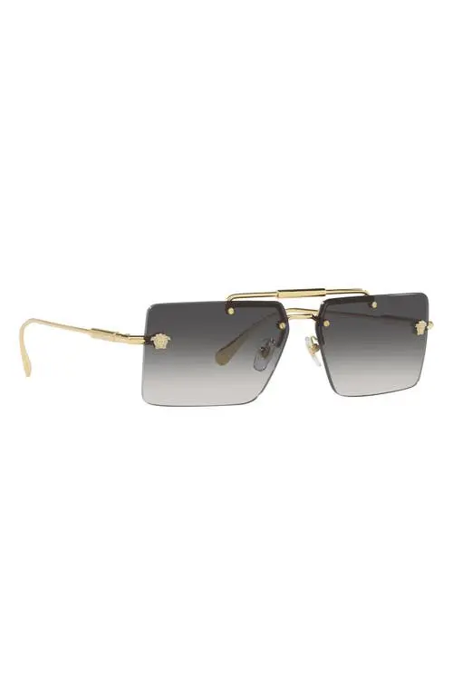 Versace 60mm Gradient Rectangle Sunglasses - Gold/gray