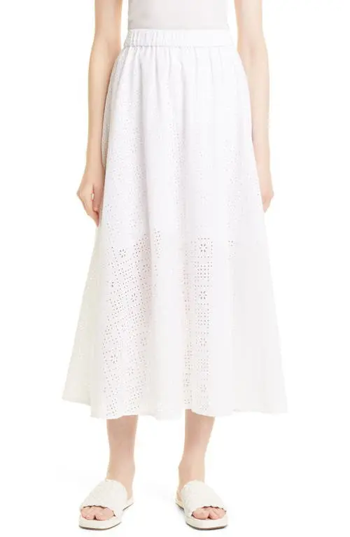 Nordstrom Signature Eyelet Cotton Maxi Skirt In White 70% Off