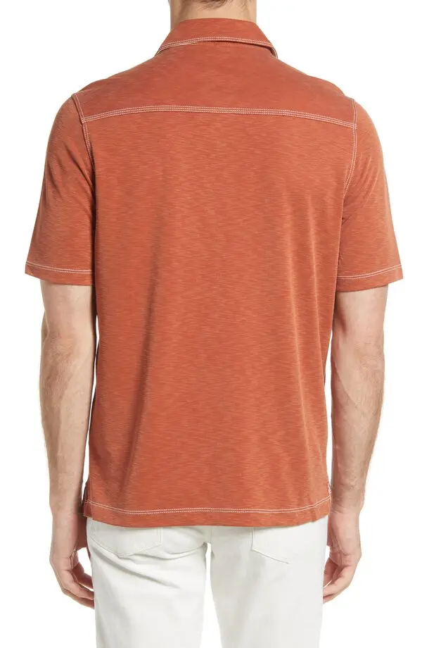 Johnston & Murphy Slub Modal Blend Polo - Rust
