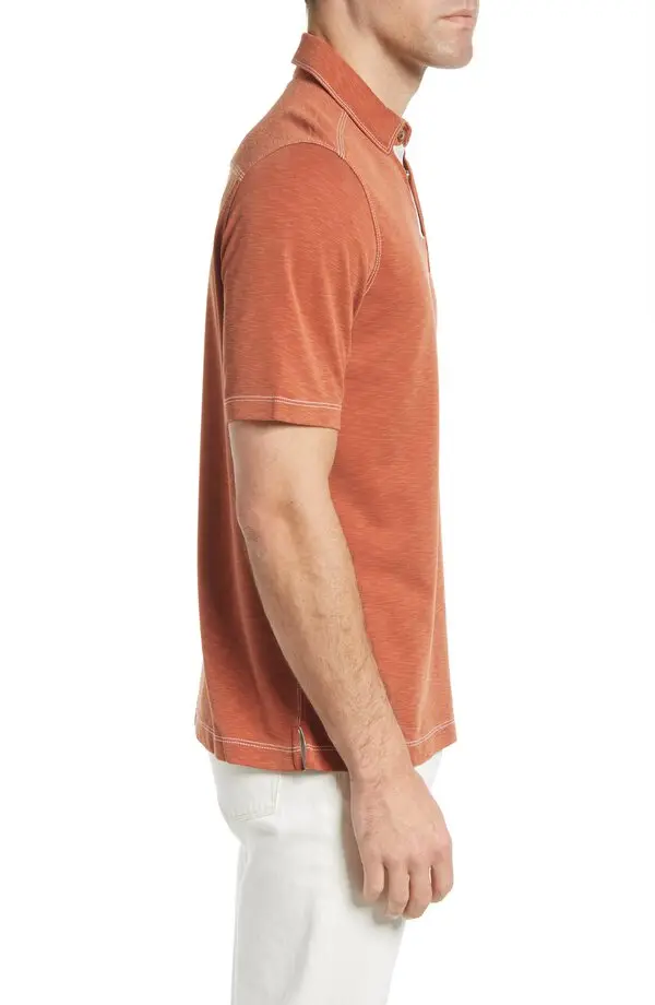 Johnston & Murphy Slub Modal Blend Polo - Rust
