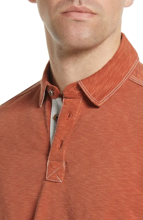 Johnston & Murphy Slub Modal Blend Polo - Rust