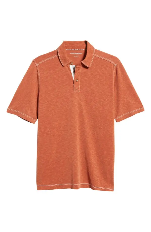 Johnston & Murphy Slub Modal Blend Polo - Rust
