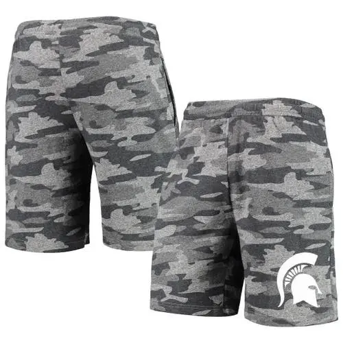 CONCEPTS SPORT Gray Michigan State Spartans Camo Backup Terry Jam Lounge Shorts - Charcoal
