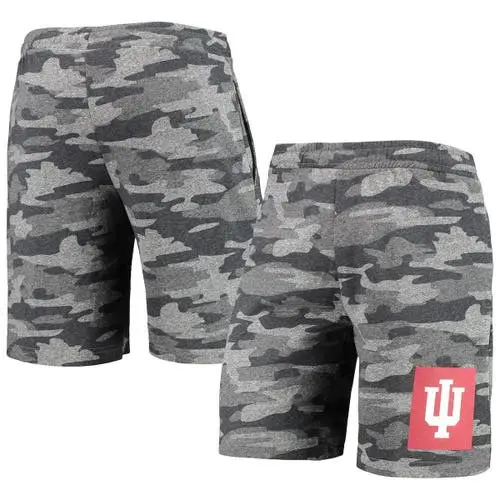 CONCEPTS SPORT Gray Indiana Hoosiers Camo Backup Terry Jam Lounge Shorts - Charcoal