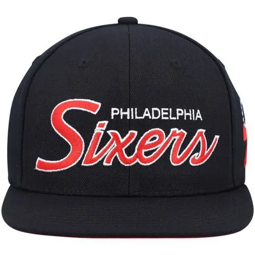 Mitchell & Ness Philadelphia 76ers Hardwood Classics Script 2.0 Snapback Hat