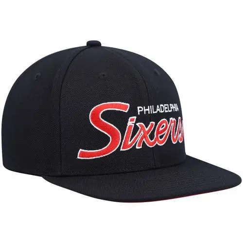 Mitchell & Ness Philadelphia 76ers Hardwood Classics Script 2.0 Snapback Hat