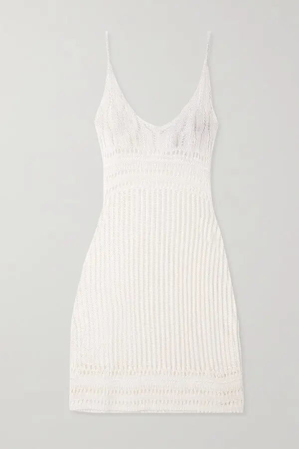 Loewe Paula'S Ibiza Crochet-Knit Mini Dress - Off-White | Editorialist