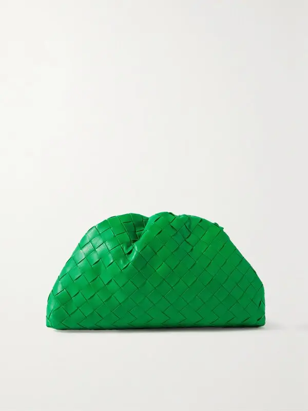 Bottega Veneta Pouch Teen Intrecciato Leather Clutch - Green